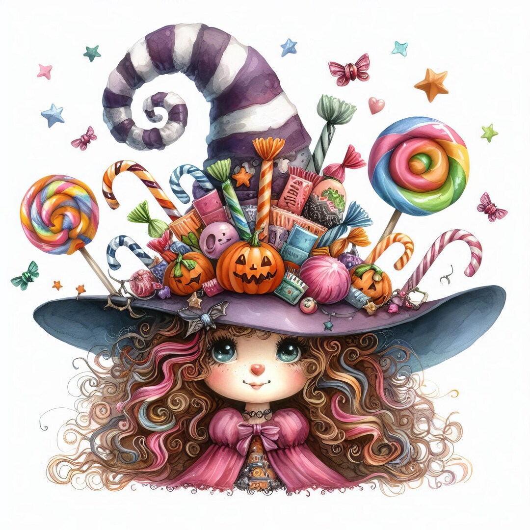 Quirky Halloween Candy Witch - Clip Art Bundle, Digital Download ...