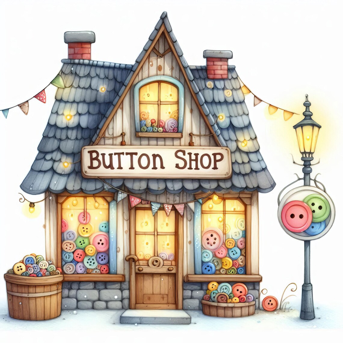 Button Shop- Clip Art Bundle, Digital File Images Download, Whimsical ...