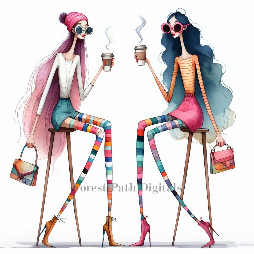 Coffee, Fashion and Friends - Clip Art Bundle, Digital Download ...