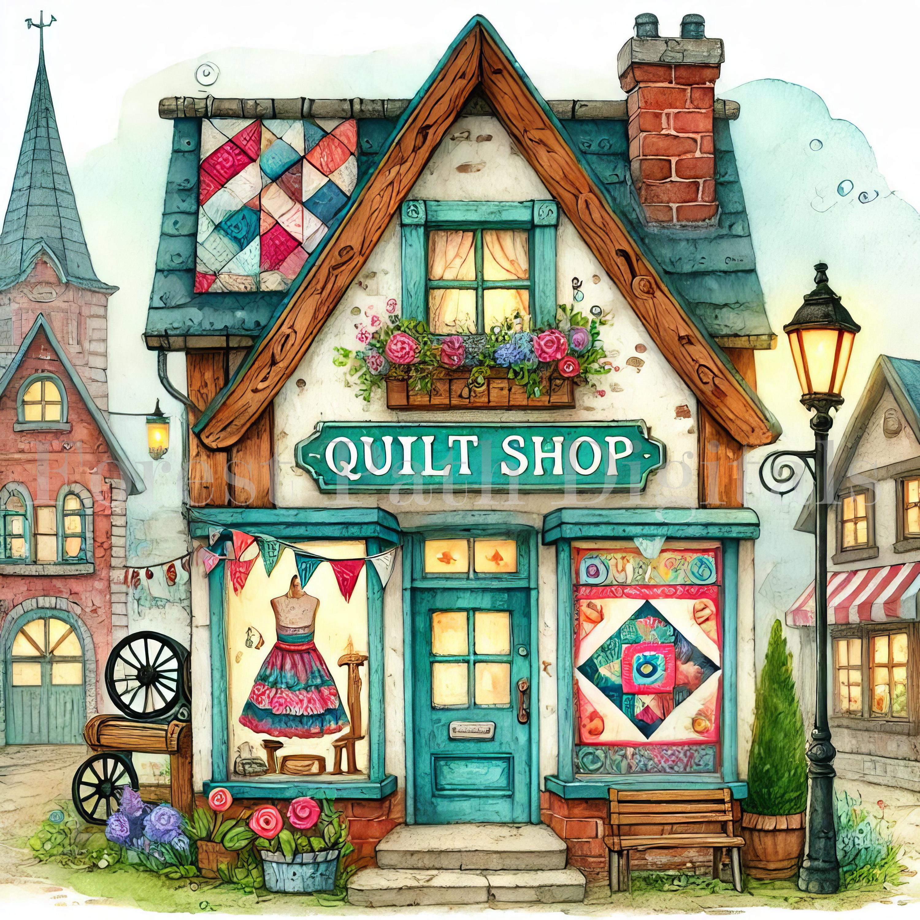 Village Quilt Shop- Clip Art Bundle, Digital Download, Digital Files ...