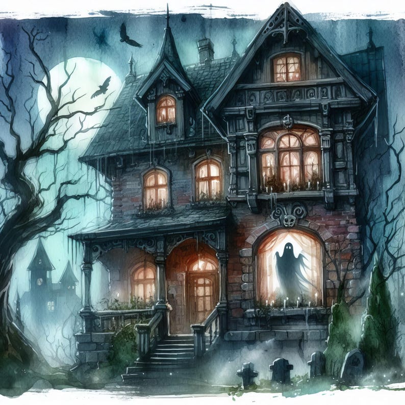 Halloween Haunted House - Clip Art Bundle, Digital Download, Digital ...