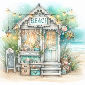 Beach Shop - Clip Art Bundle, Digital Files Images Download, Whimsical ...