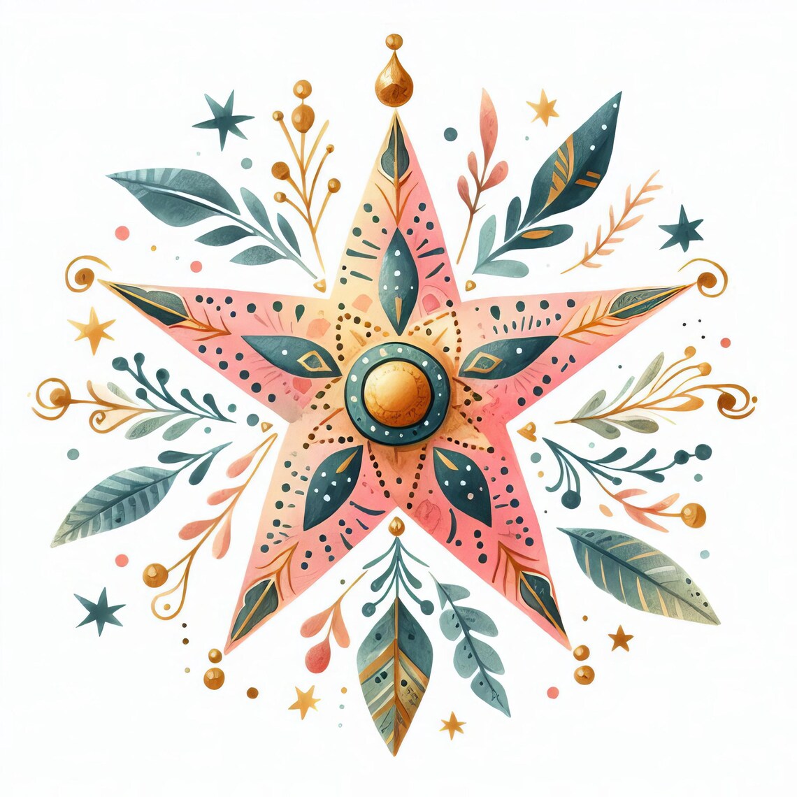 Boho Stars - Clip Art Bundle, Digital Image Files Download, Whimsical ...