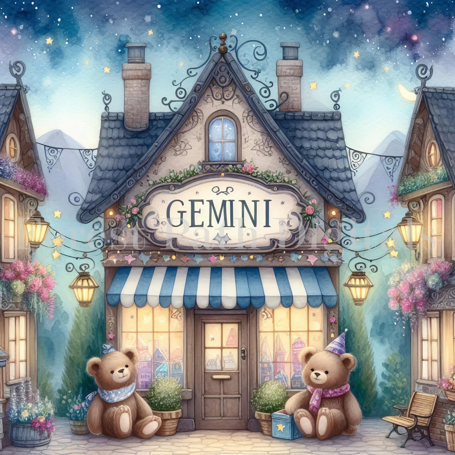 Gemini Shop- Zodiac Sign, Astrology, Spring Birthday, Village, Decor ...