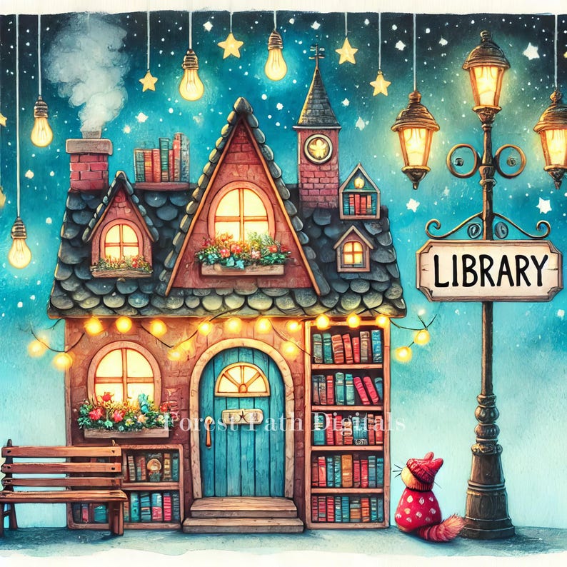 Library - Clip Art Bundle, Digital Download, Digital Files, Whimsical ...