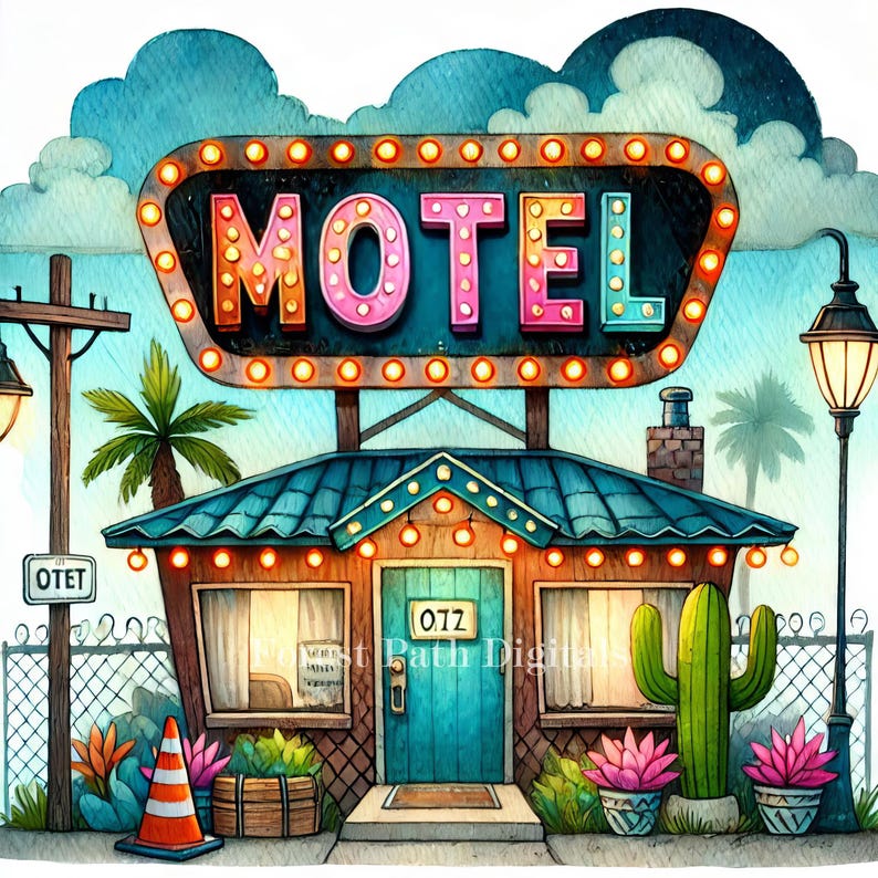 Motel - Clip Art Bundle, Digital Download, Digital Files, Whimsical ...