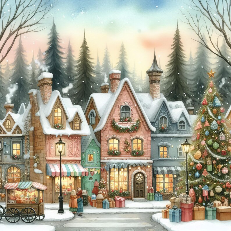Whimsical Christmas Town - Clip Art Bundle, Digital Download, Digital ...