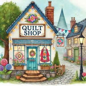 Village Quilt Shop- Clip Art Bundle, Digital Download, Digital Files ...