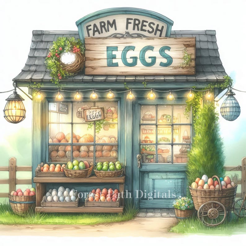 Farm Fresh Egg Shop- Clip Art Bundle, Digital Download Files Images ...