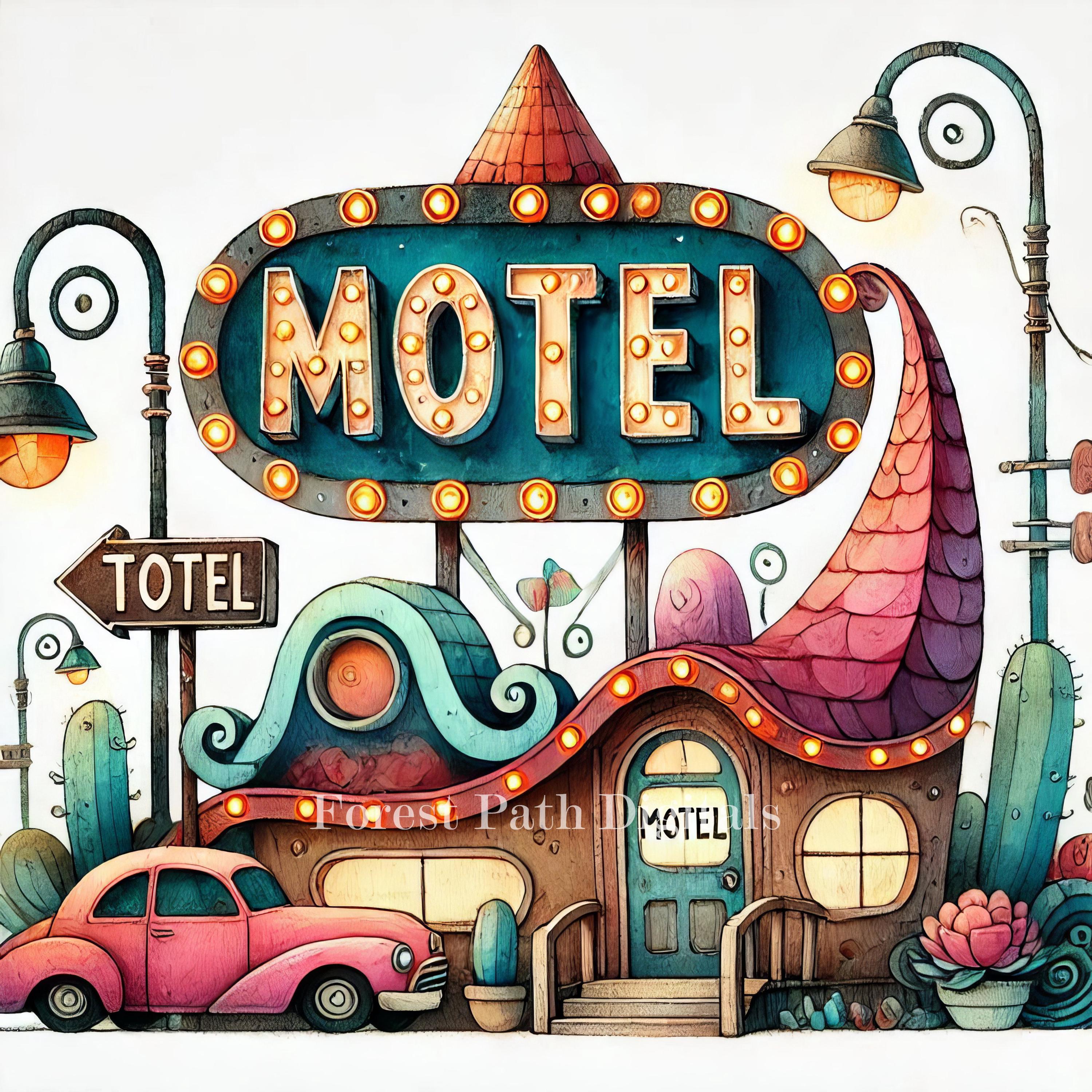 Motel - Clip Art Bundle, Digital Download, Digital Files, Whimsical ...