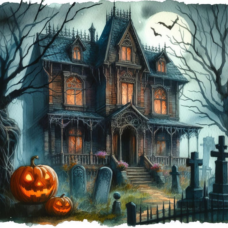 Halloween Haunted House - Clip Art Bundle, Digital Download, Digital ...
