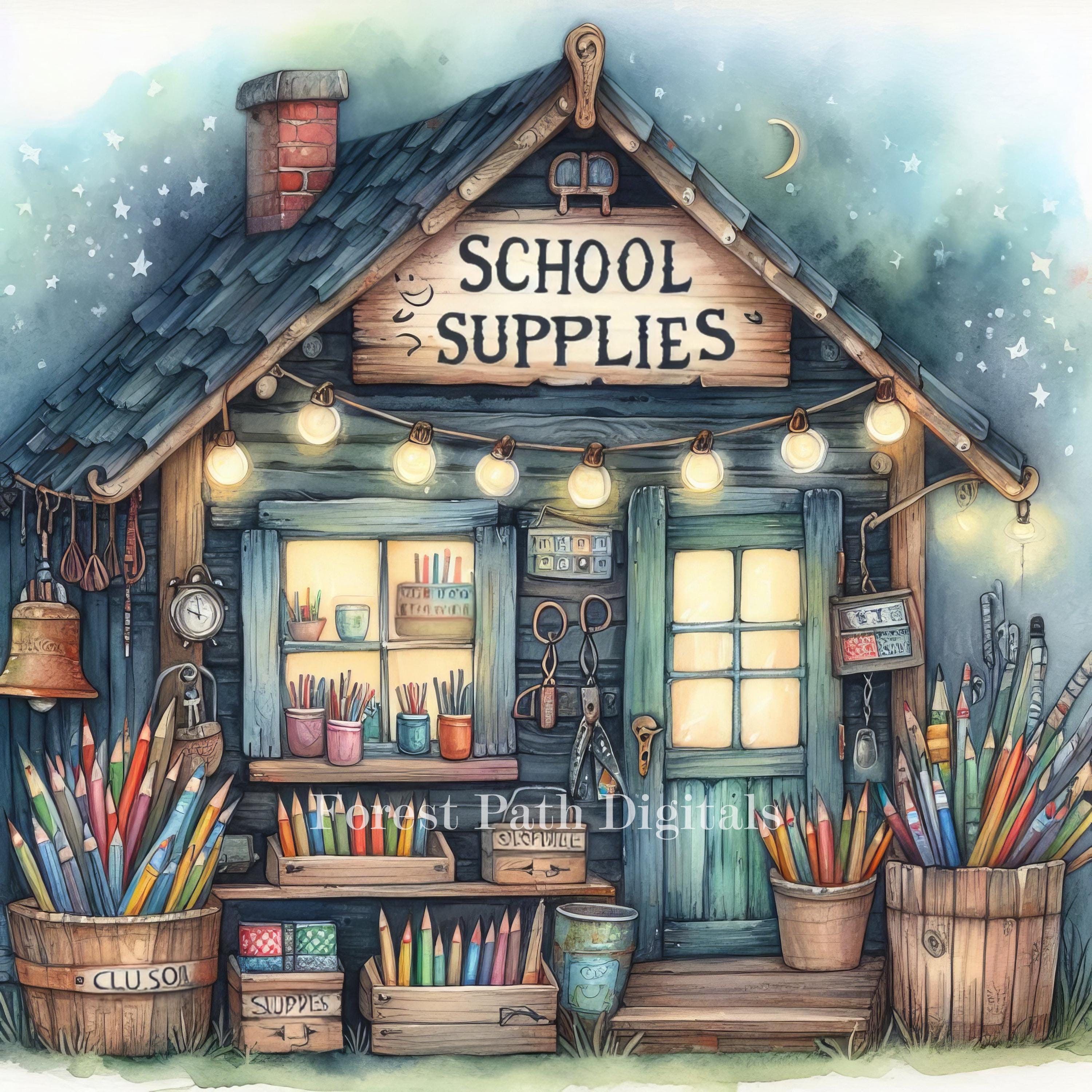 School Supplies Shop - Clip Art Bundle, Digital Download, Digital Files ...