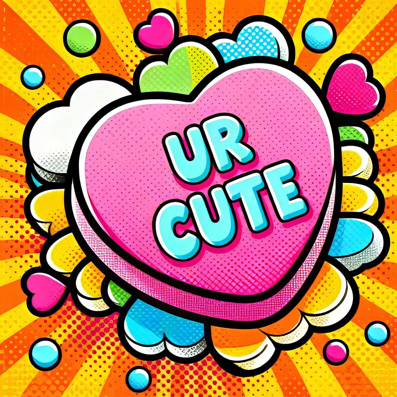 Pop Art Heart Candy- Clip Art Bundle, Digital Download, Whimsical, Y2K ...