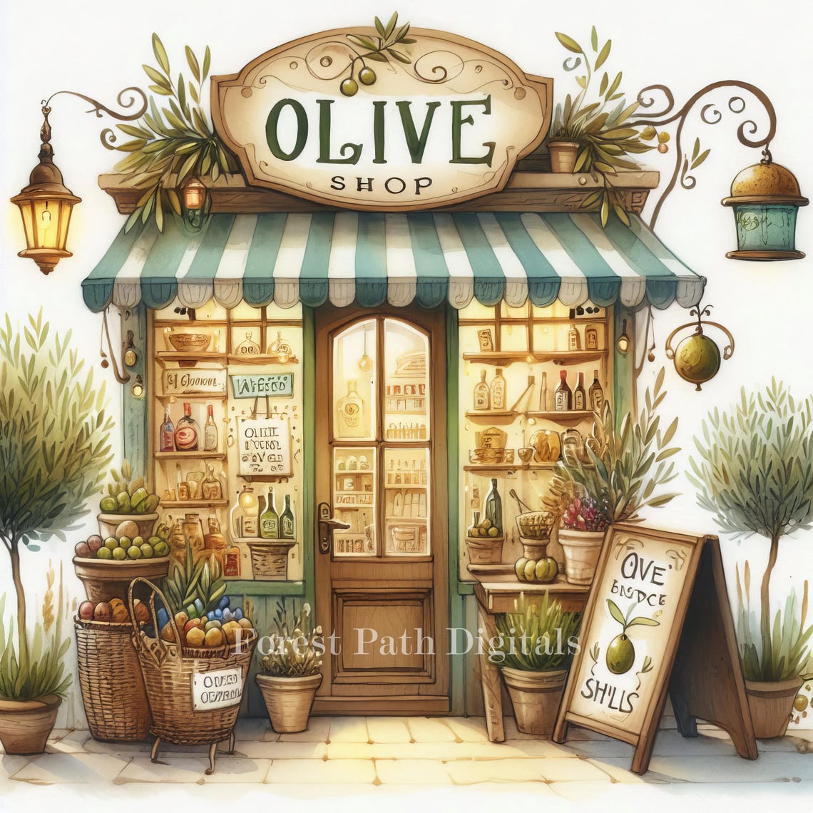 Olive Shop- Clip Art Bundle, Digital Files Images Download, Whimsical ...