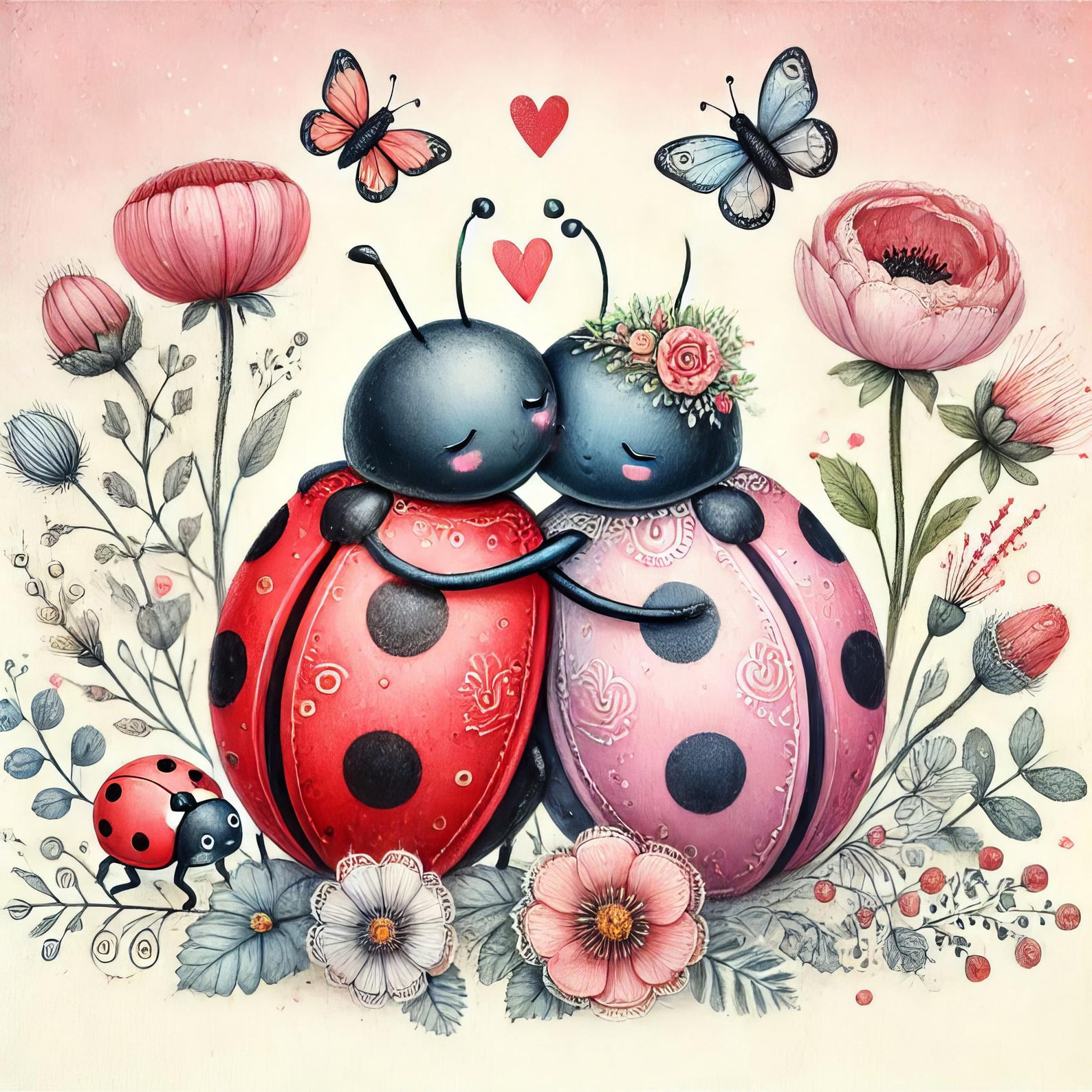 Shabby Chic Love Bugs - Clip Art Bundle, Digital Download, Digital ...