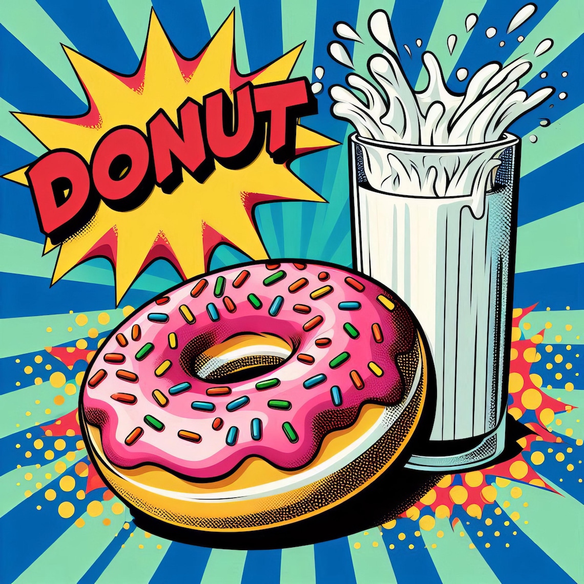Pop Art Donut - Digital Clip Art Bundle, Whimsical, Avant-garde, Kitch ...