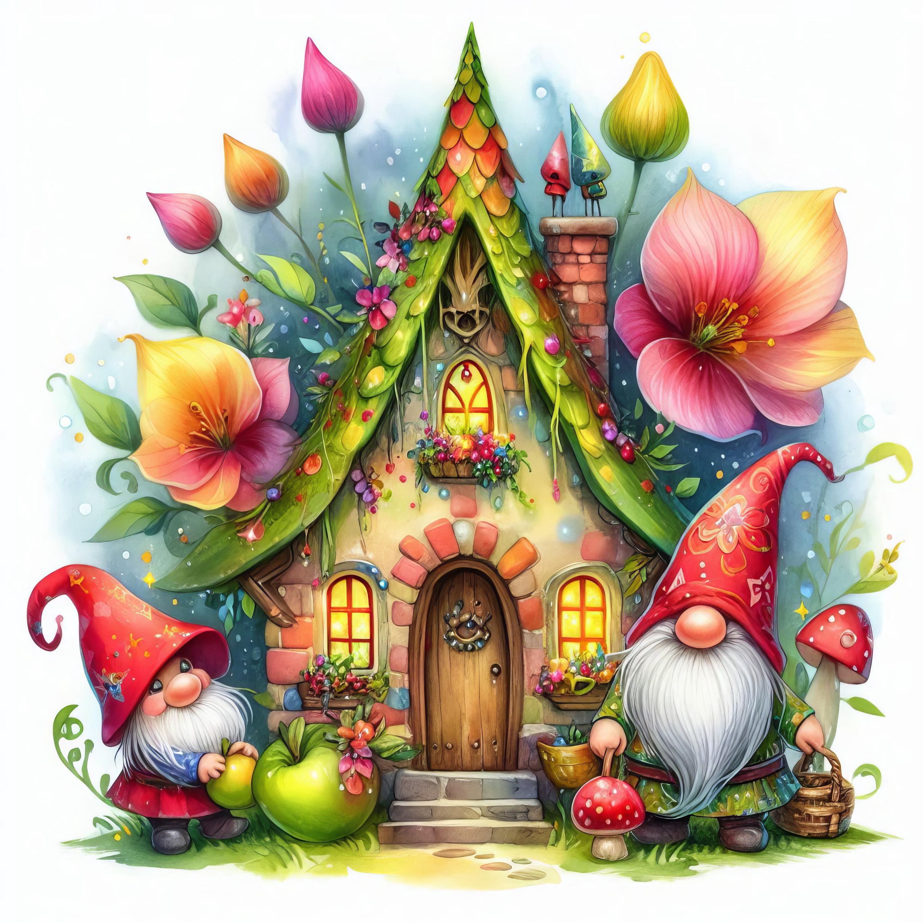 Whimsical Gnome House- Clip Art Bundle, Digital Download, Digital Files ...