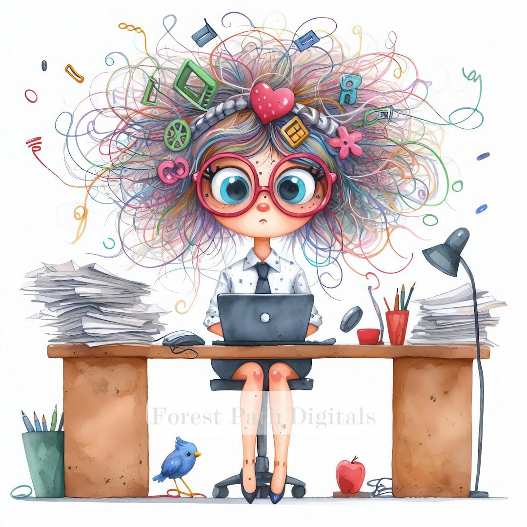 Quirky Secretary - Clip Art Bundle, Digital Images Files Download ...