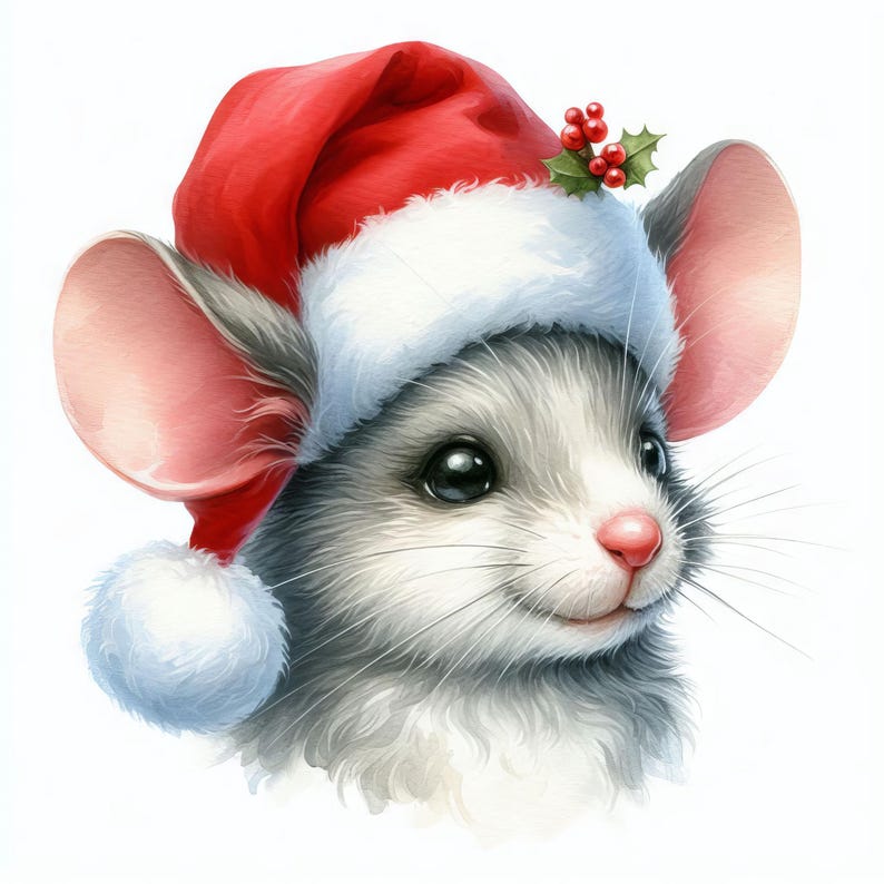 Sweet Christmas Mouse - Clip Art Bundle, Digital Files Download ...