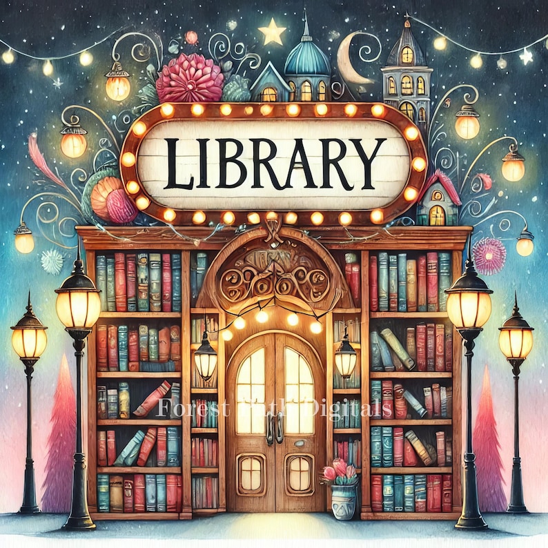 Library - Clip Art Bundle, Digital Download, Digital Files, Whimsical ...