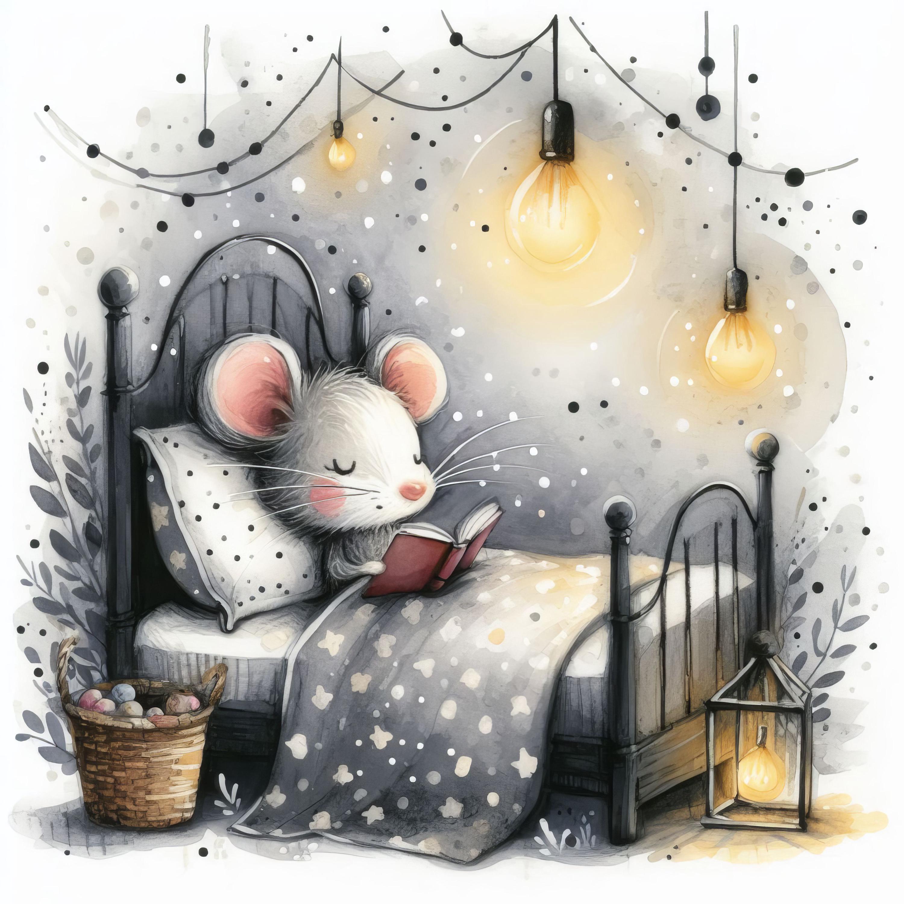 Bedtime Mouse - Digital Clip Art Bundle, Whimsical, Boho, Shabby Chic ...