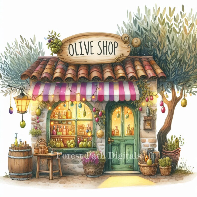 Olive Shop- Clip Art Bundle, Digital Files Images Download, Whimsical ...