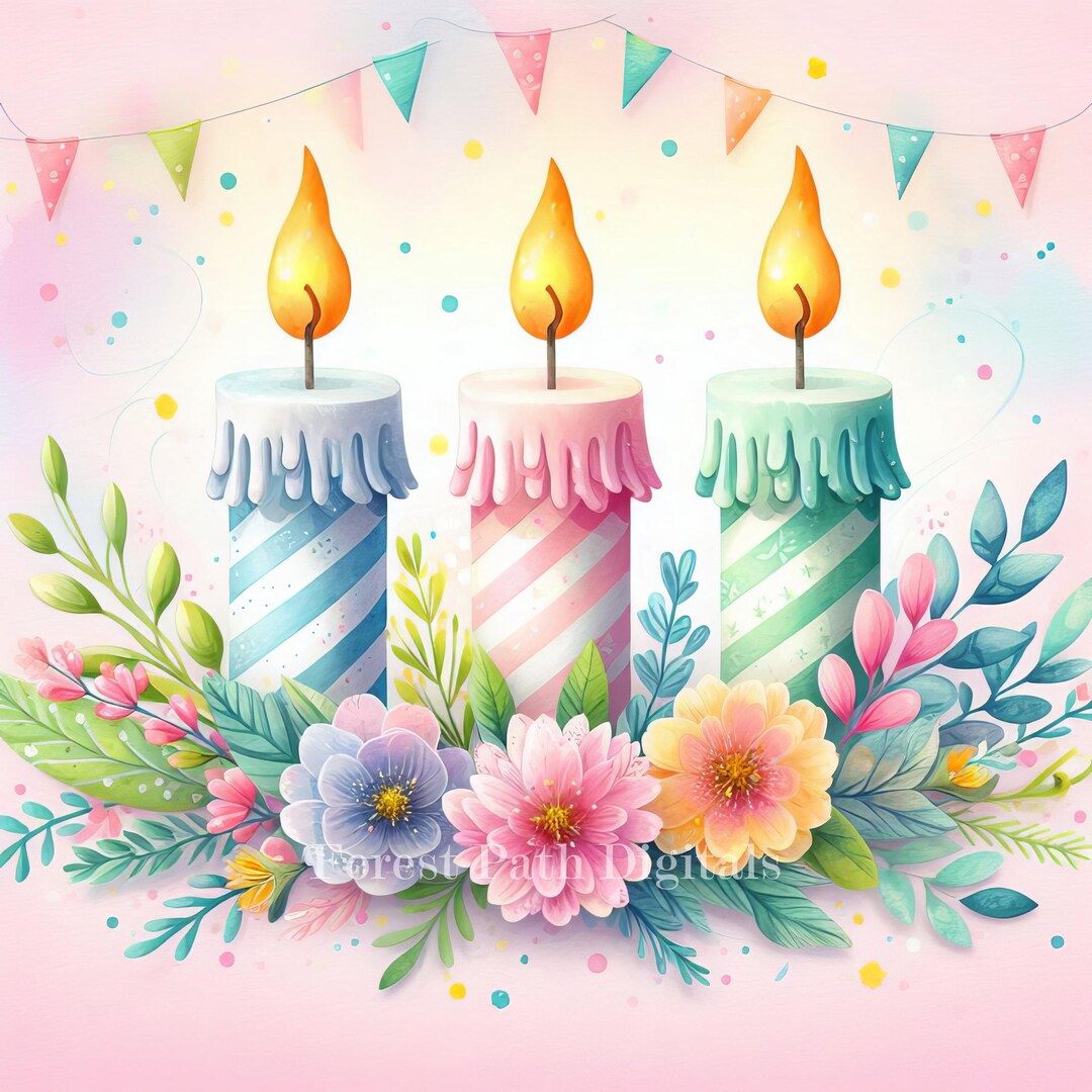 Spring Birthday Candles -clip Art Bundle, Digital Files Download ...