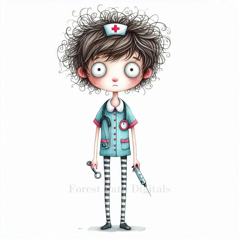 Quirky Nurse - Clip Art Bundle, Digital Images Files Download ...