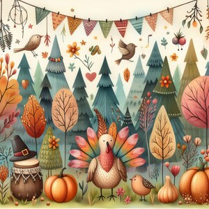 Magical Thanksgiving Day Forest - Clip Art Bundle, Digital Download ...