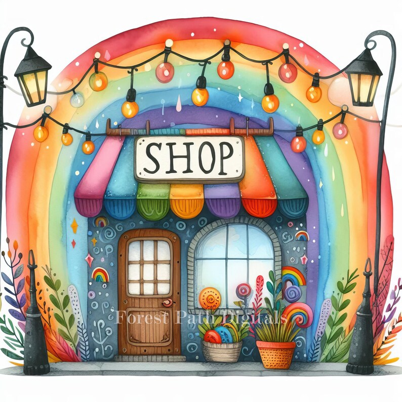 Rainbow Shop - Clip Art Bundle, Digital Download, Digital Files ...