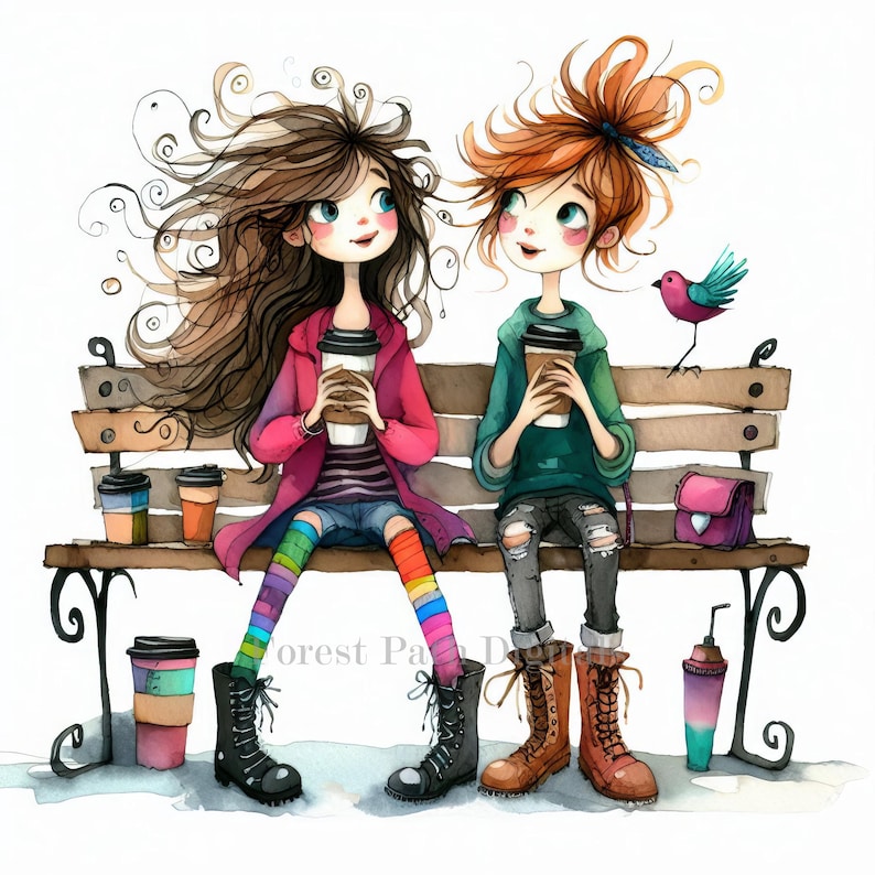 Quirky Coffee Date - Clip Art Bundle, Digital Download, Digital Files ...