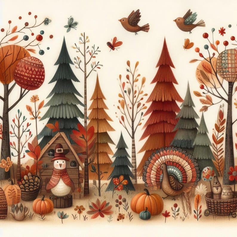Magical Thanksgiving Day Forest - Clip Art Bundle, Digital Download ...