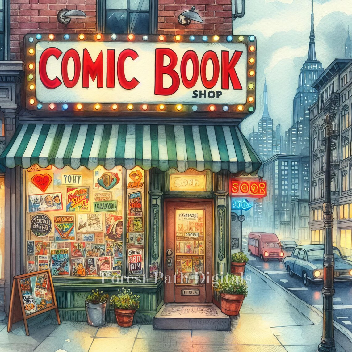 Comic Book Shop- Clip Art Bundle, Digital Files Images Download ...