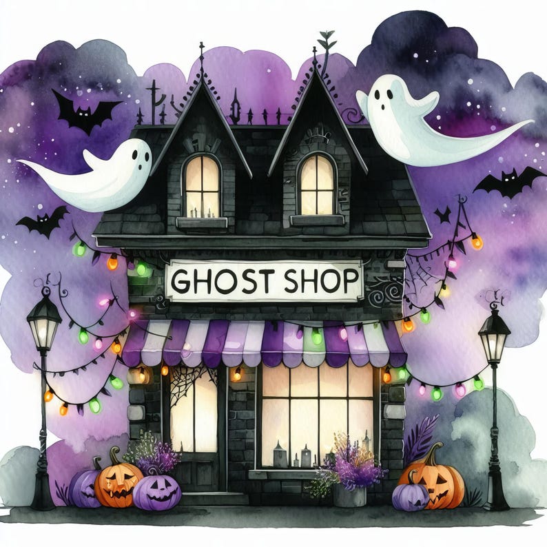 Halloween Ghost Shop - Clip Art Bundle, Digital Files Images Download ...