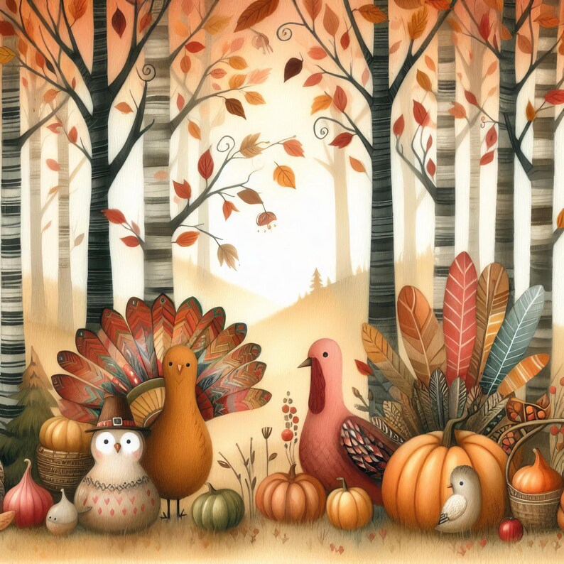Magical Thanksgiving Day Forest - Clip Art Bundle, Digital Download ...