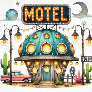 Motel - Clip Art Bundle, Digital Download, Digital Files, Whimsical ...
