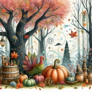 Whimsical Thanksgiving Forest - Clip Art Bundle, Digital Download ...