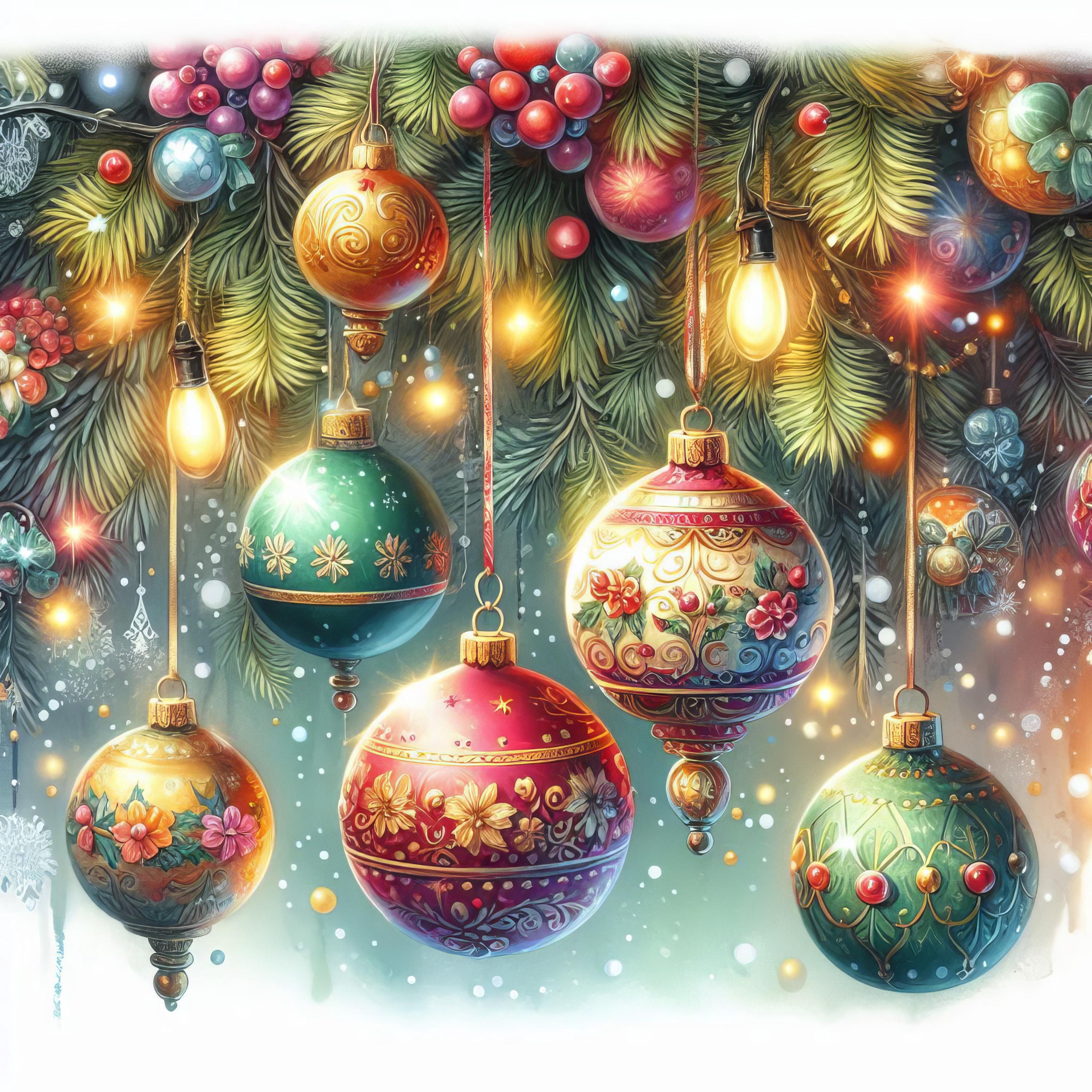Classic Christmas Ornaments - Clip Art Bundle, Digital Download ...