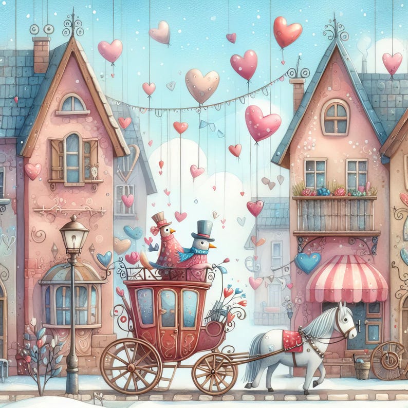 Whimsical Valentine's Day Town - Clip Art Bundle, Digital Download ...