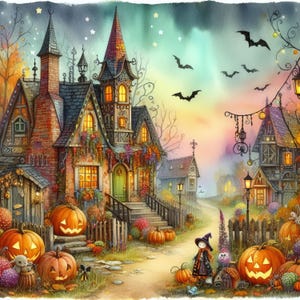 Whimsical Halloween Town - Clip Art Bundle, Digital Download, Digital ...