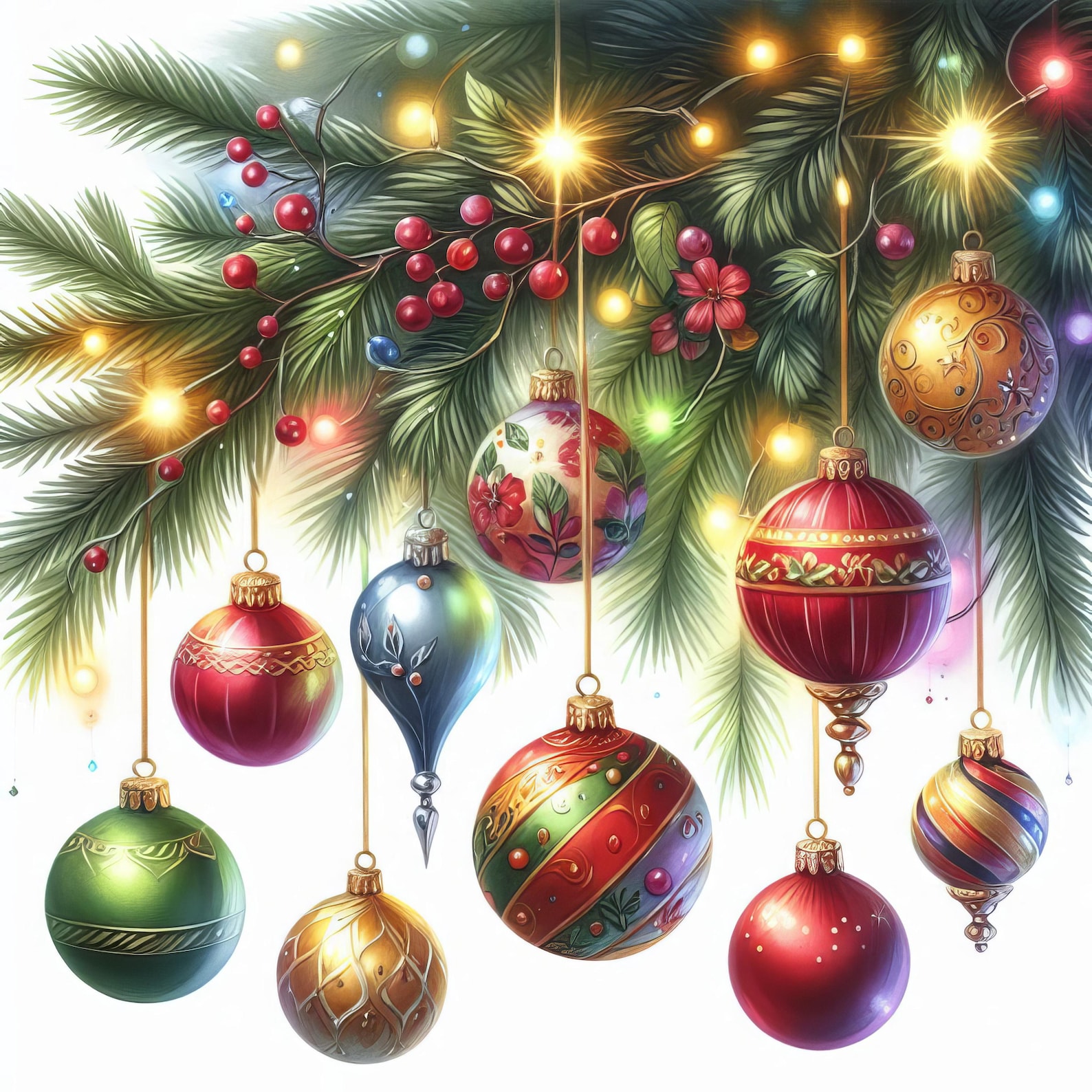 Classic Christmas Ornaments - Clip Art Bundle, Digital Download ...