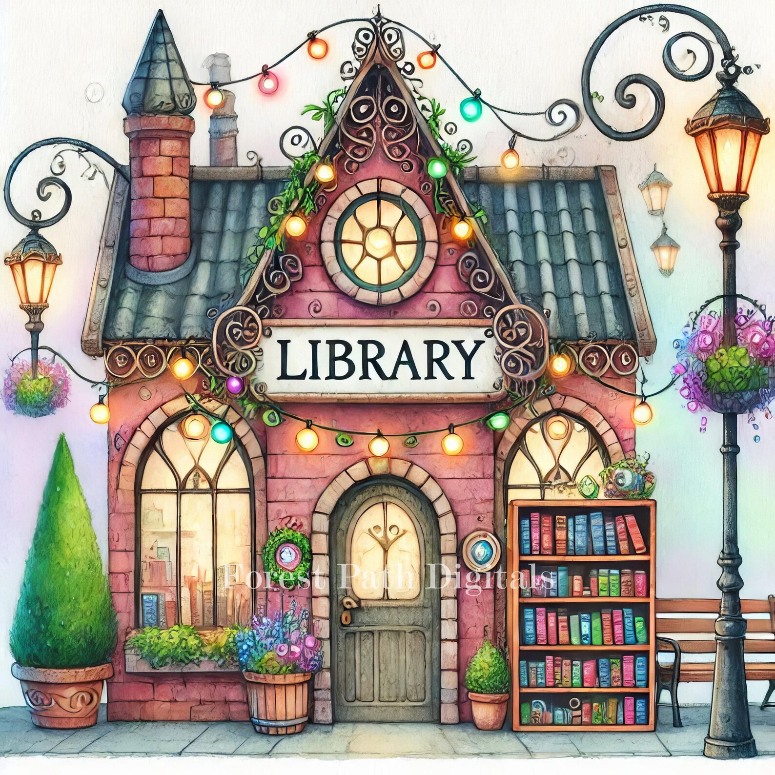 Library - Clip Art Bundle, Digital Download, Digital Files, Whimsical ...