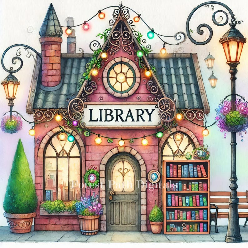 Library - Clip Art Bundle, Digital Download, Digital Files, Whimsical ...