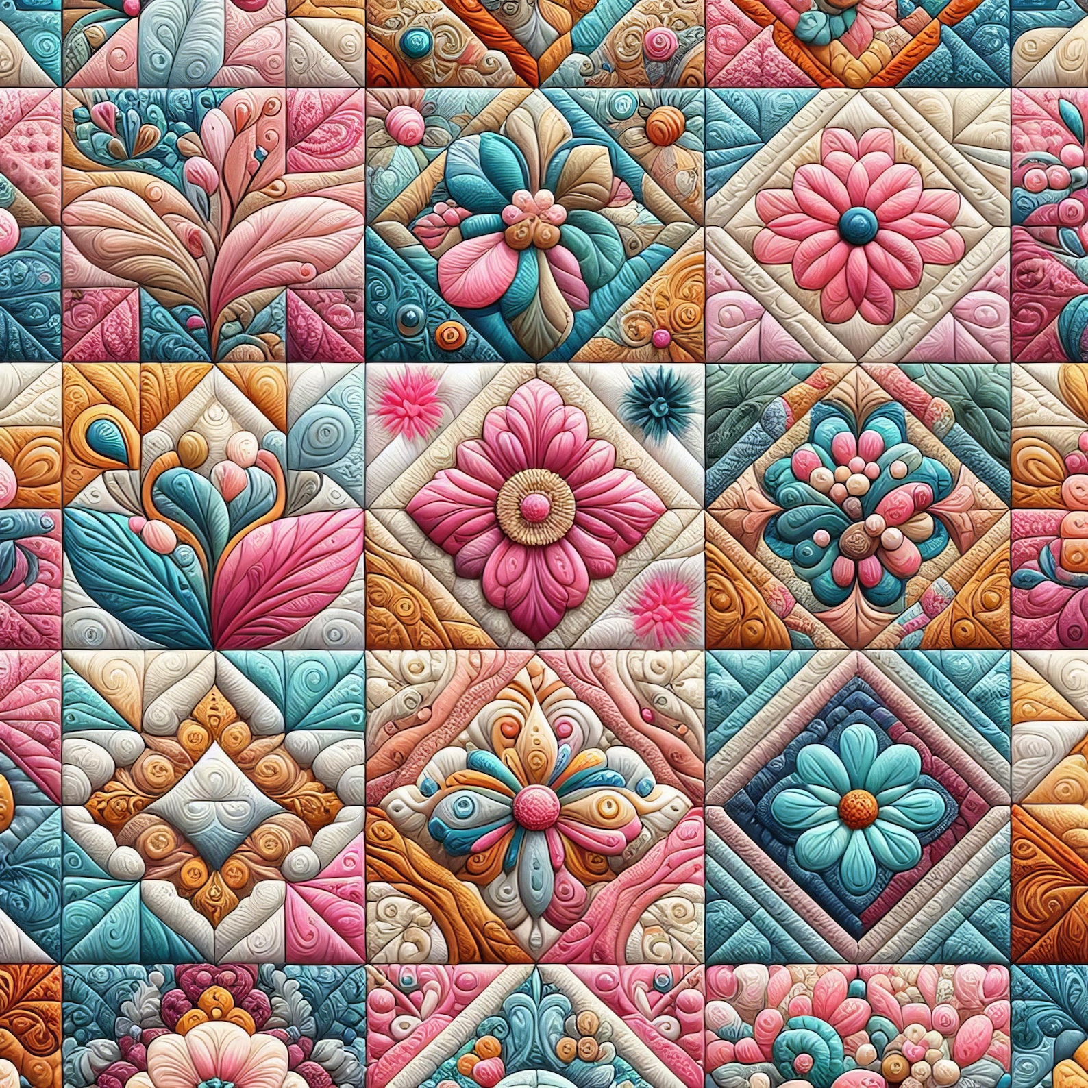 Patchwork Quilt V2- Clip Art Bundle, Digital Images Files Download ...
