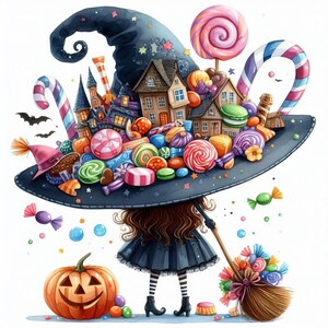 Quirky Halloween Candy Witch - Clip Art Bundle, Digital Download ...