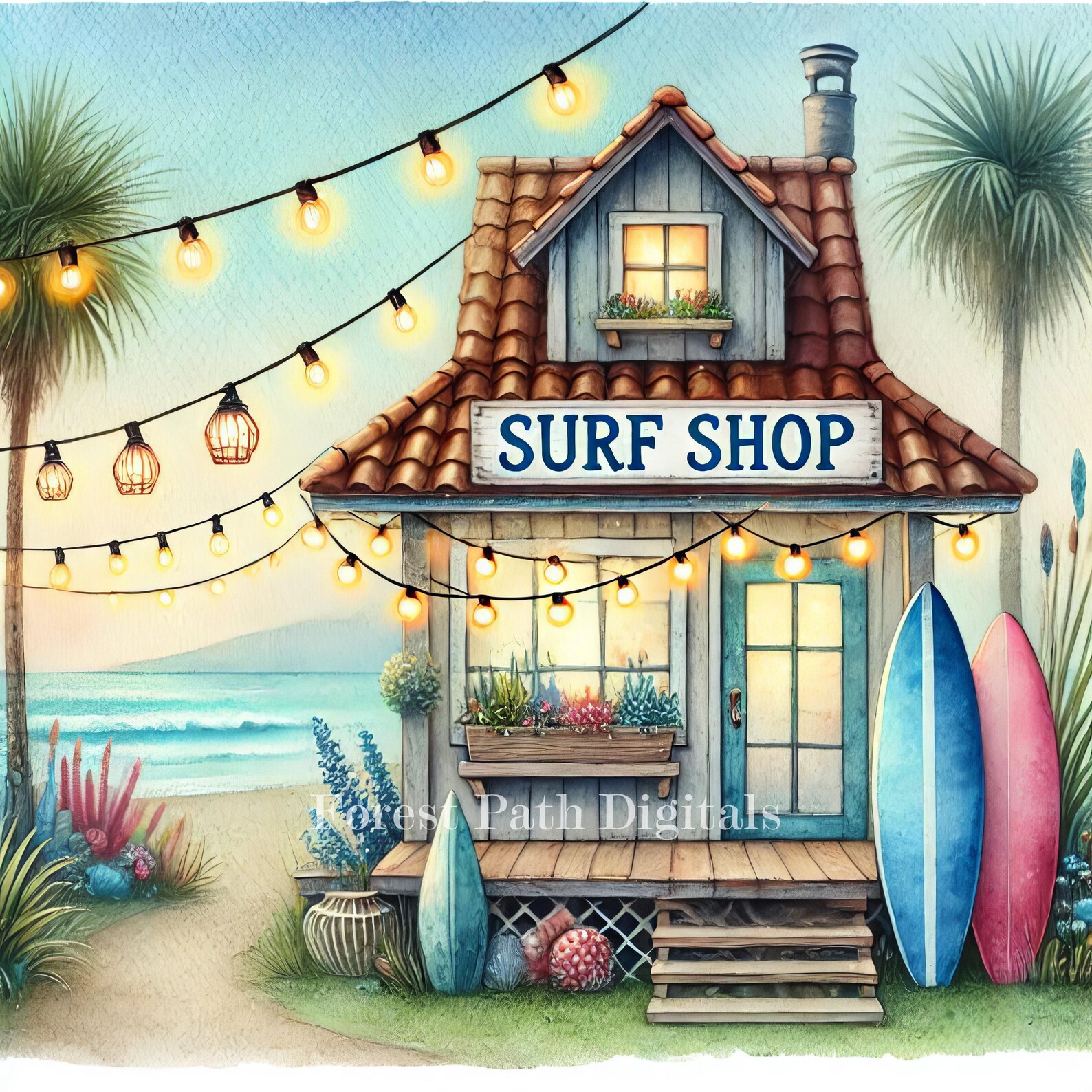 Surf Shop - Clip Art Bundle, Digital Download, Digital Files, Whimsical ...