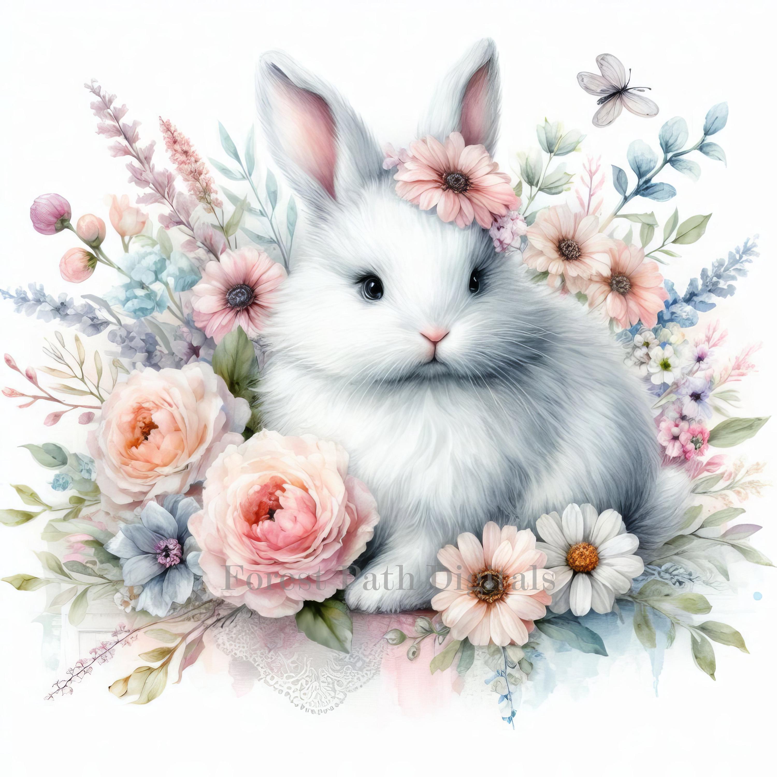 Floral Bunny - Clip Art Bundle, Digital Download, Digital Files ...