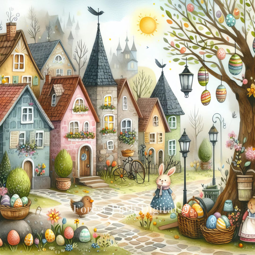 Whimsical Easter Village - Clip Art Bundle, Digital Download, Digital ...
