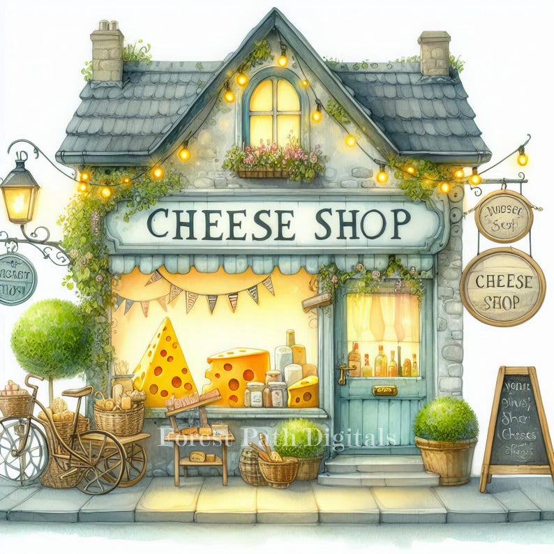 Cheese Shop- Clip Art Bundle, Digital Files Images Download, Whimsical, Quirky, Charcuterie ...