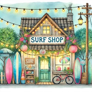 Surf Shop - Clip Art Bundle, Digital Download, Digital Files, Whimsical ...